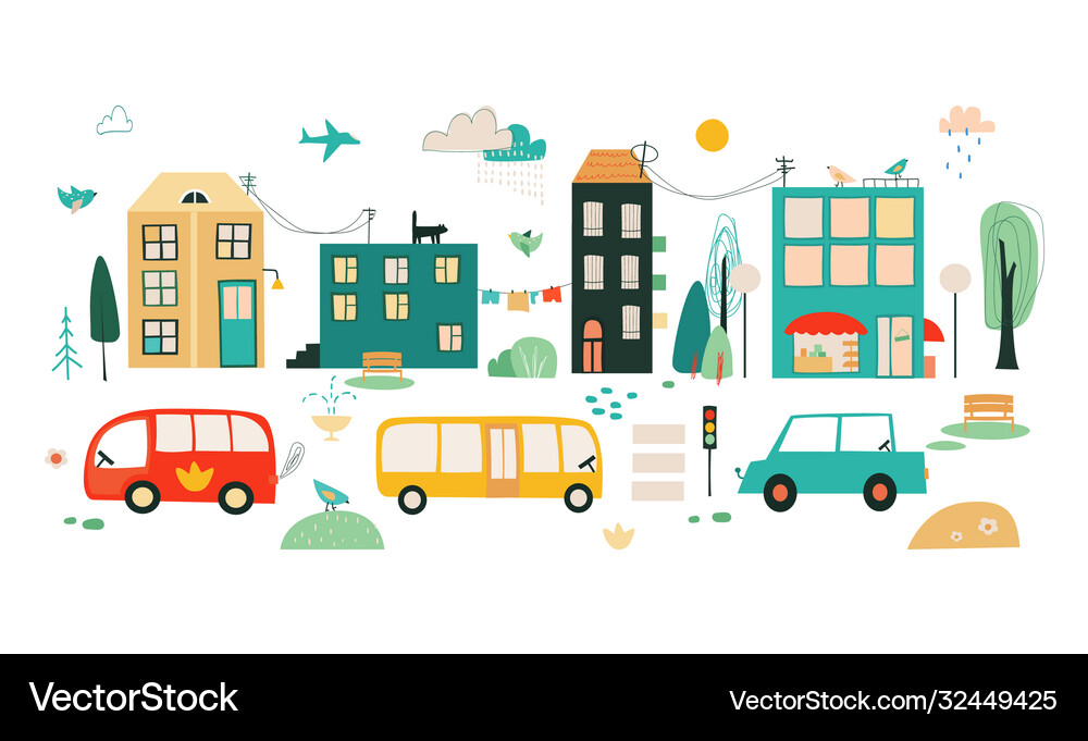 Cartoon city landscape map Royalty Free Vector Image