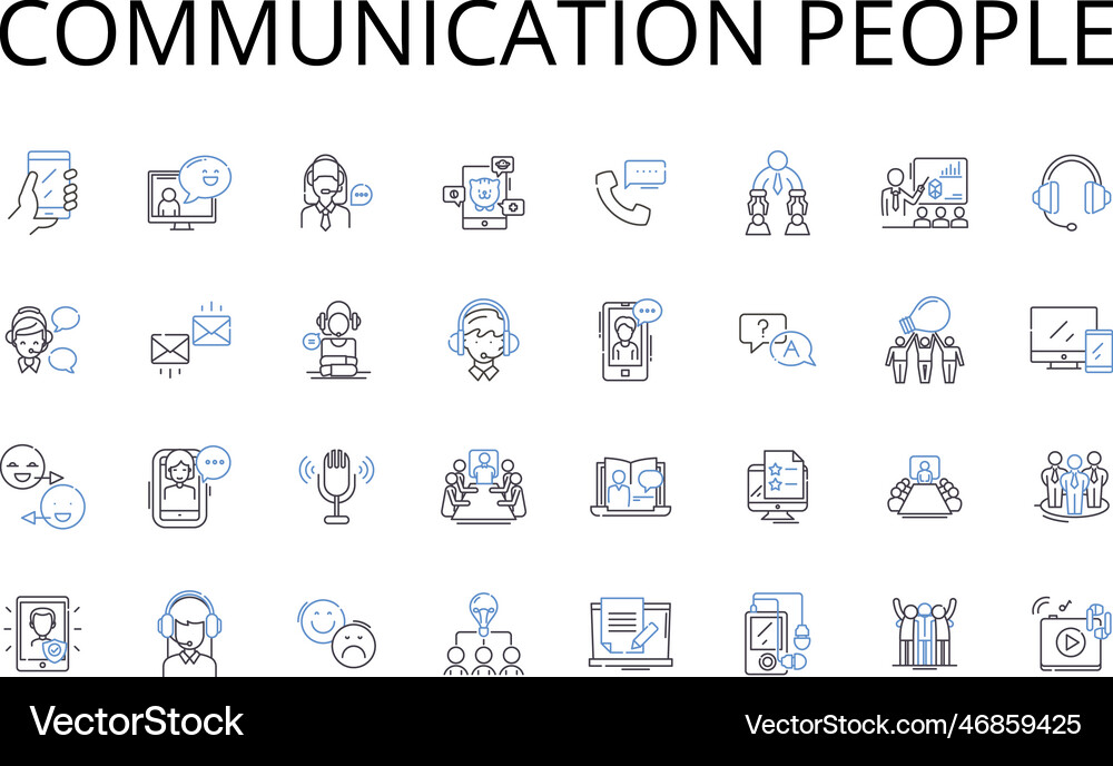 Communication people line icons collection Vector Image