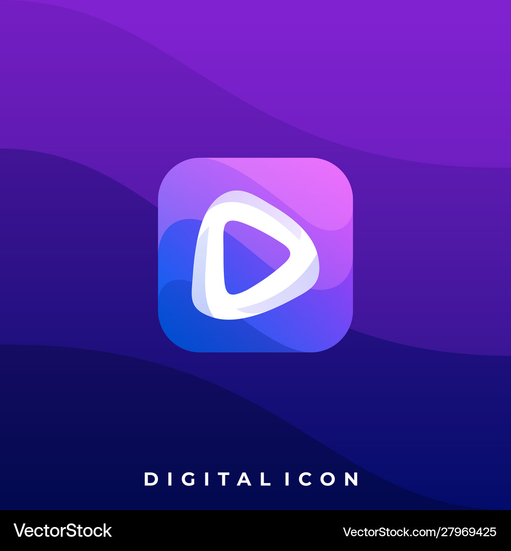Digital icon play colorful design template Vector Image