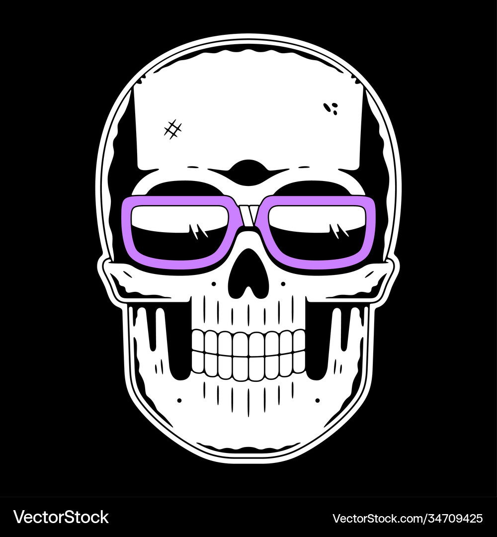Funny skull modern logo with glasses Royalty Free Vector