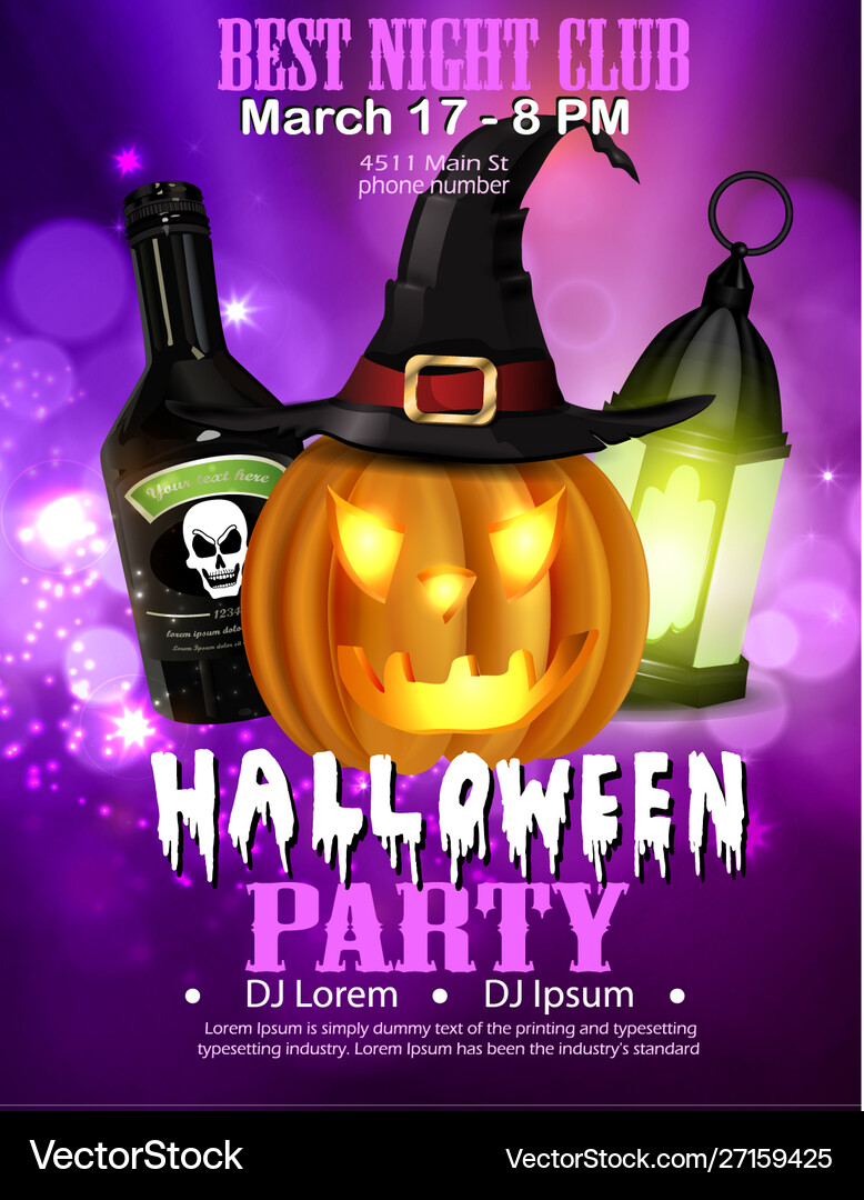 Halloween party design template Royalty Free Vector Image