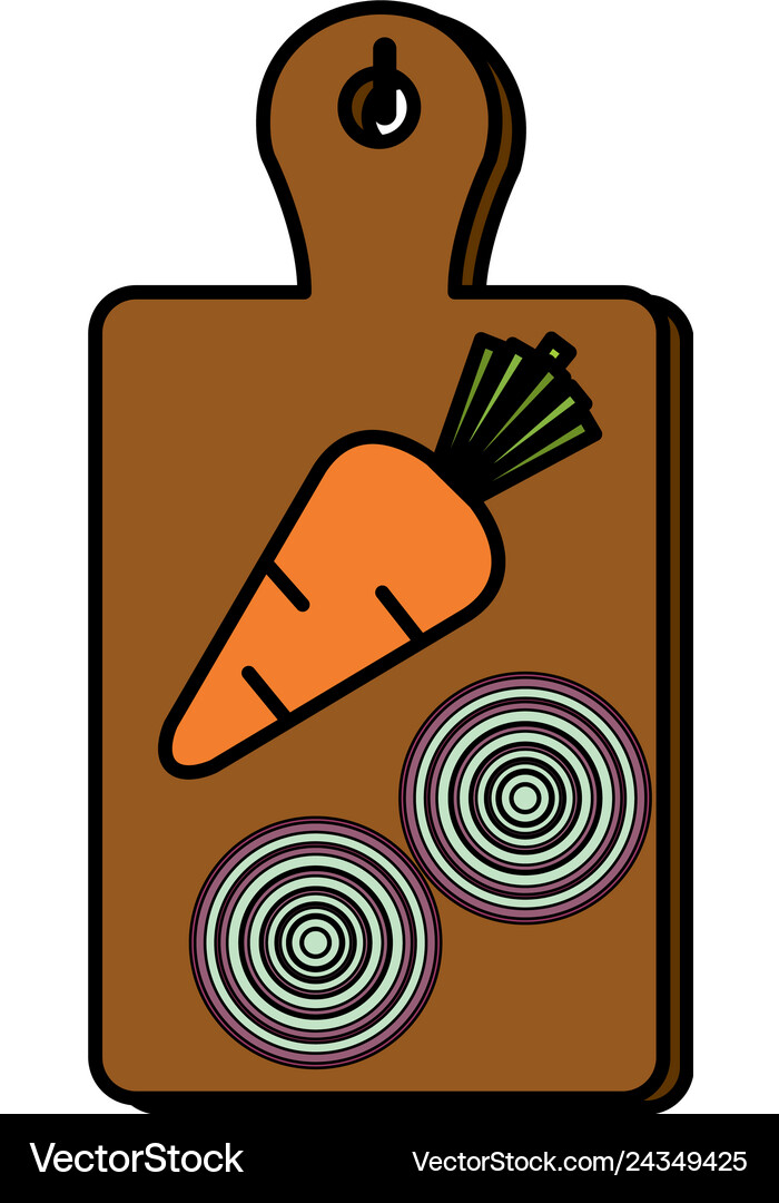Kitchen wooden board with vegetables Royalty Free Vector
