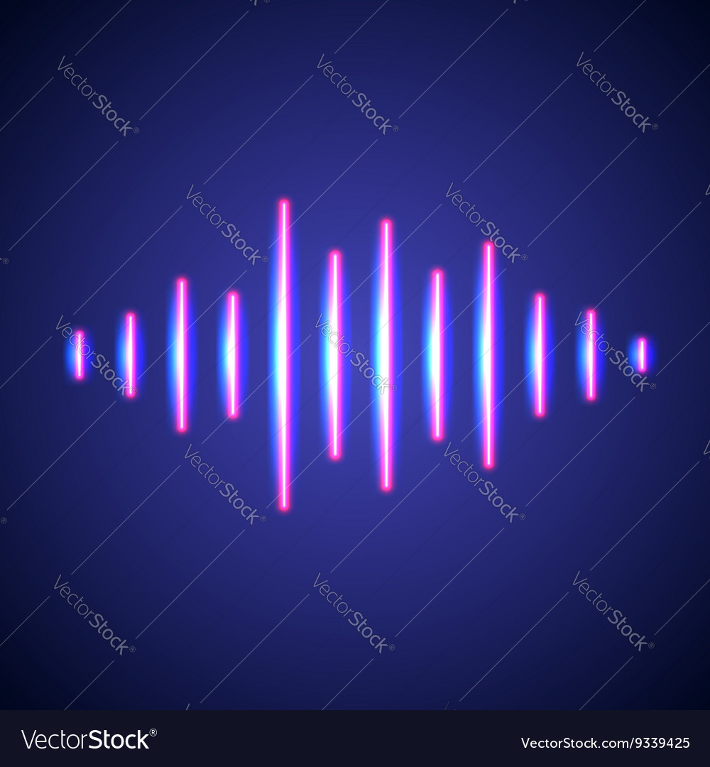 Nightlife Styled Glowing Neon Music Wave Vector Image