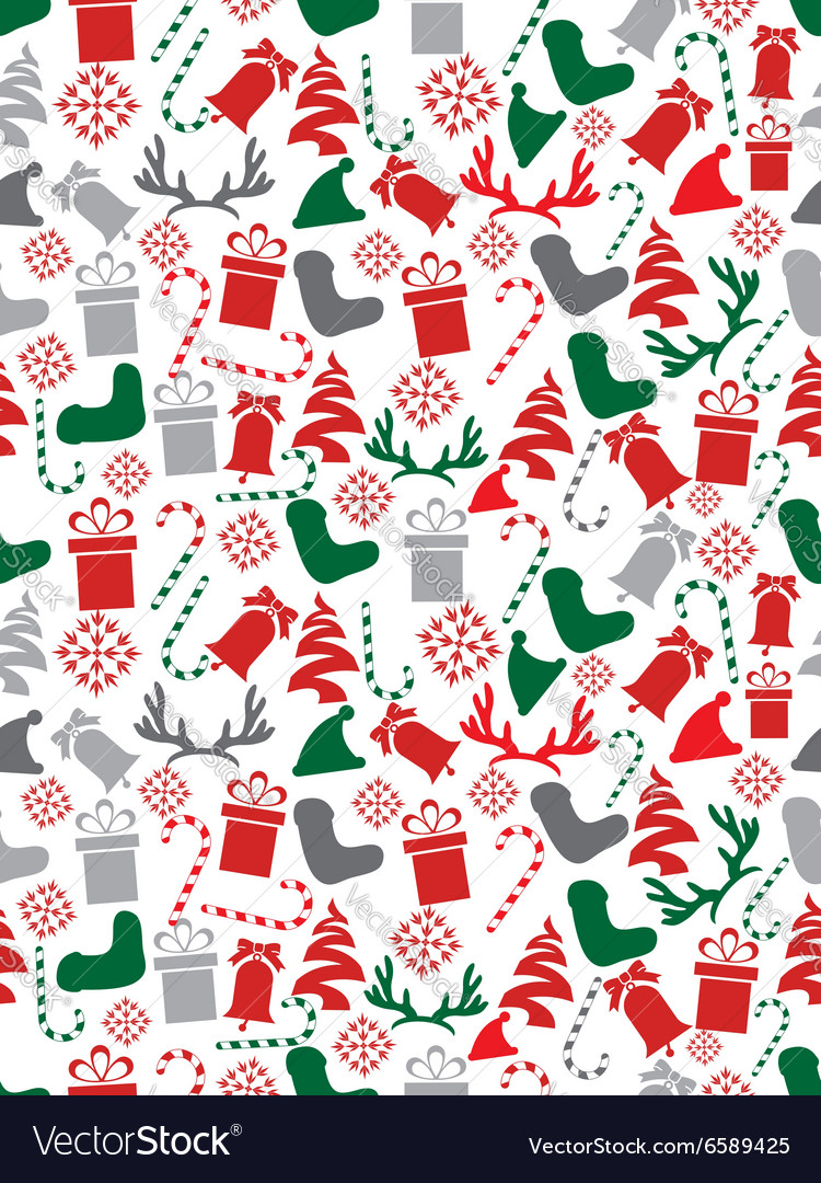 Seamless christmas elements pattern Royalty Free Vector
