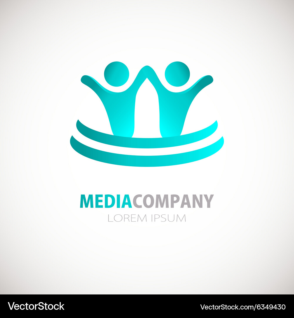 Abstract people logo sign icon blue Royalty Free Vector