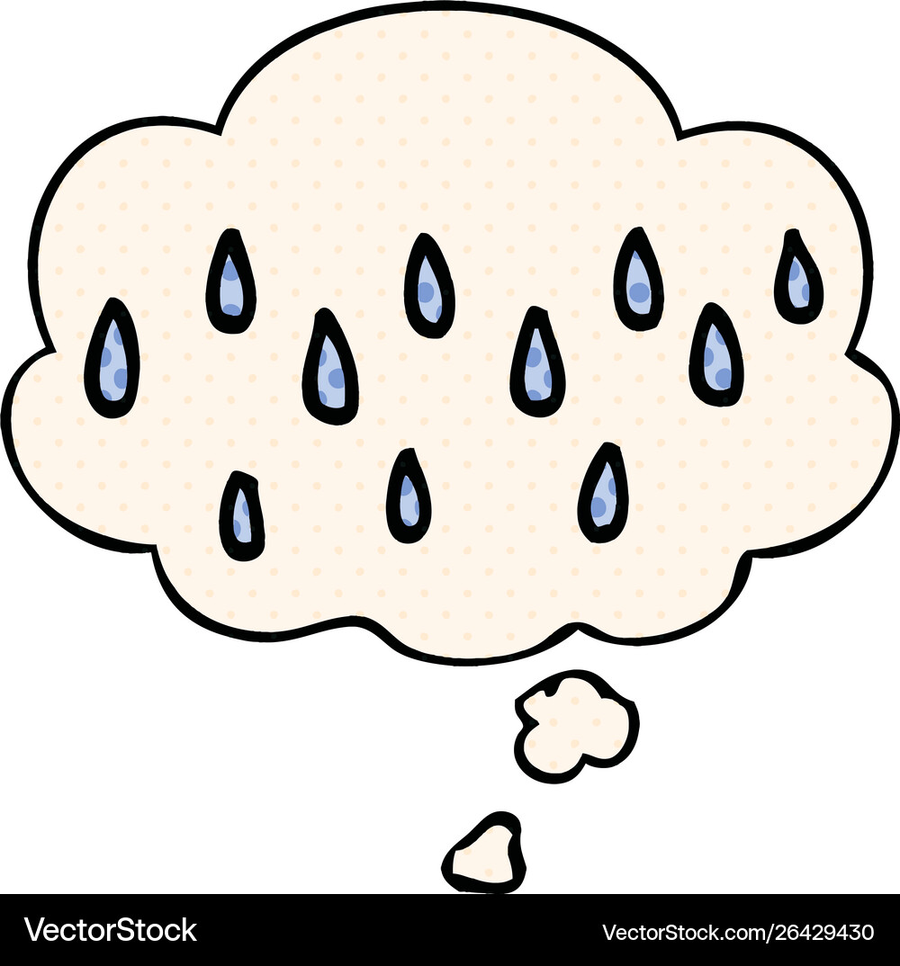 Cartoon rain and thought bubble in comic book Vector Image