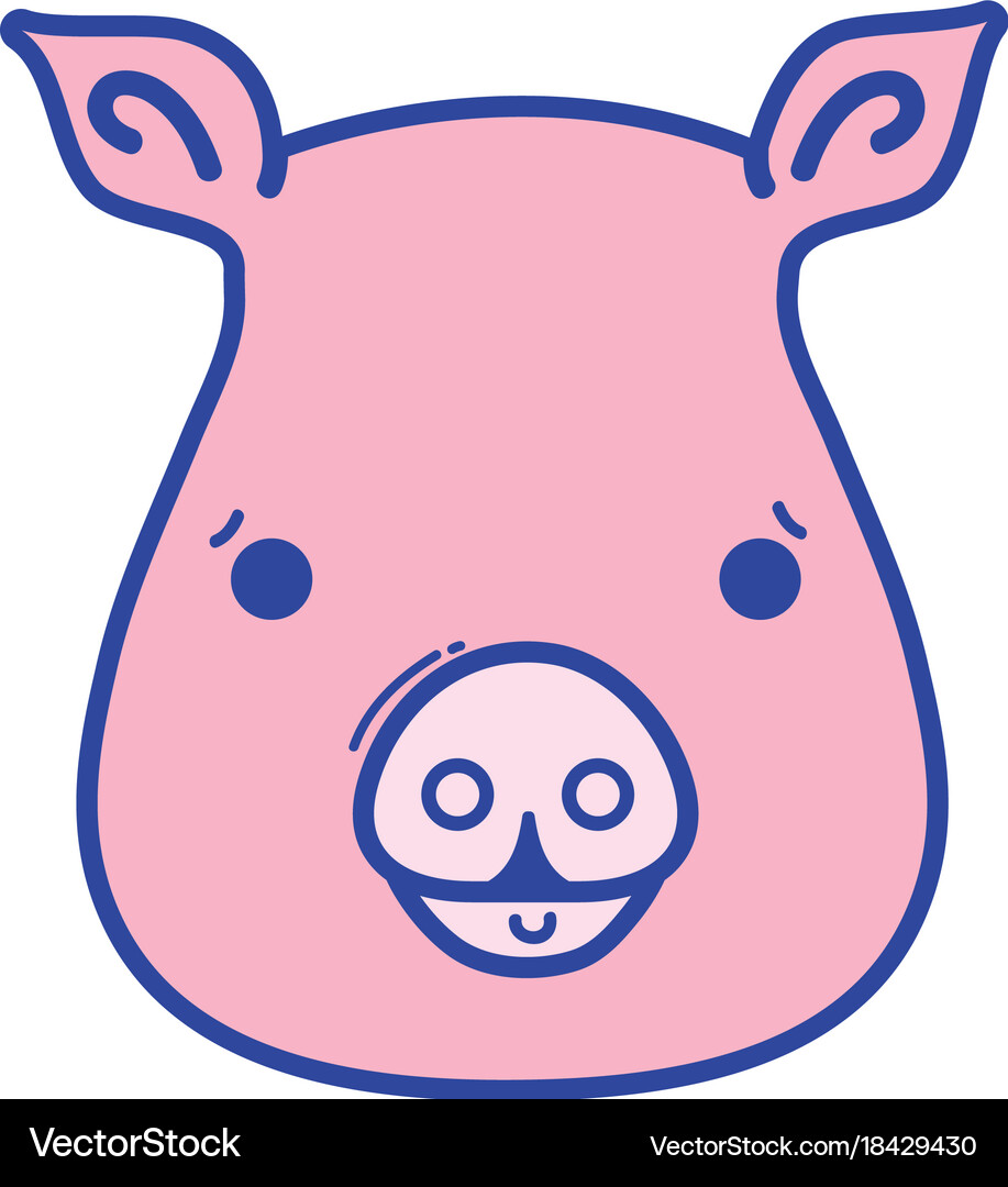 Cute pig head wild animal Royalty Free Vector Image
