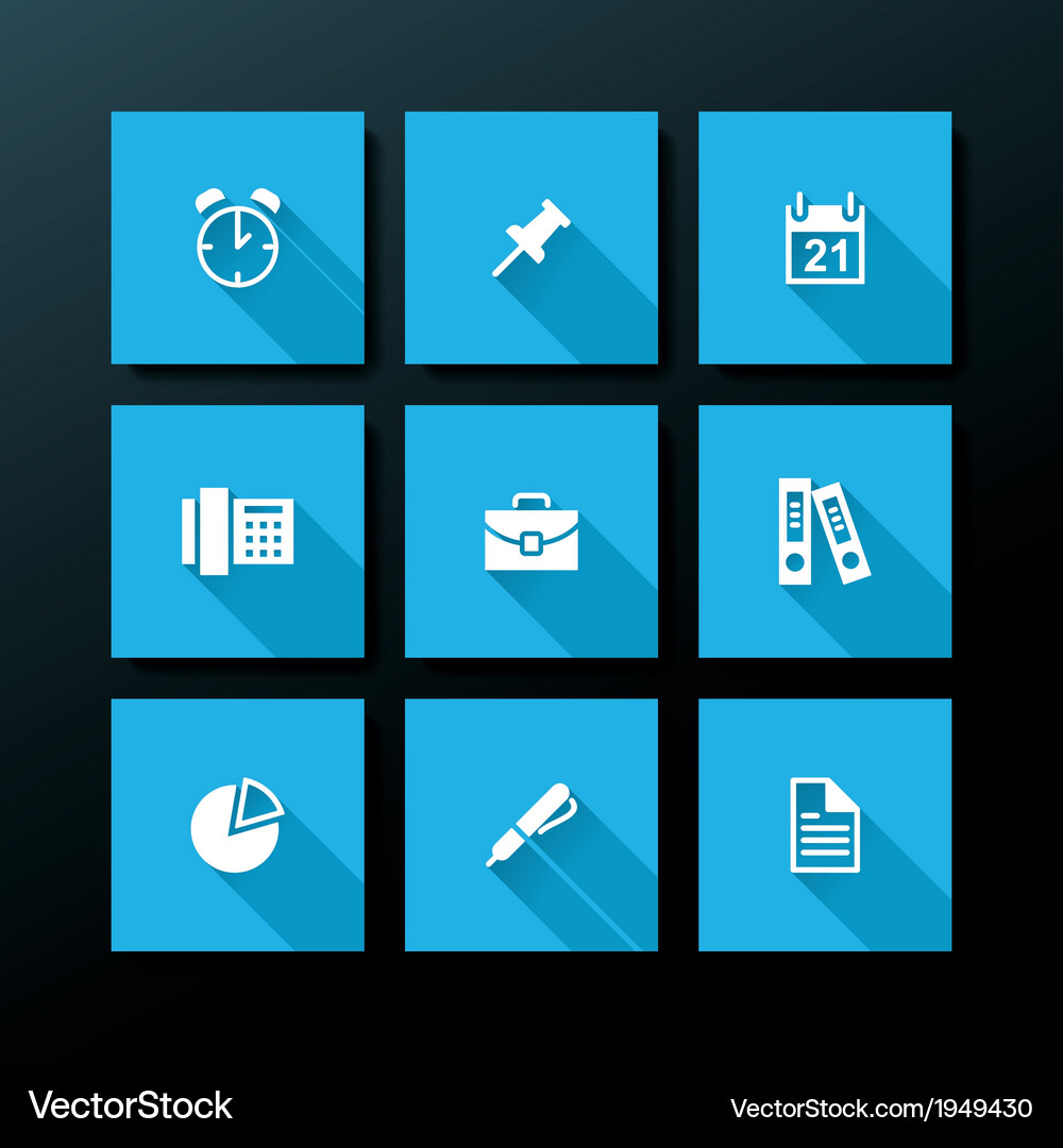 Flat office icon set Royalty Free Vector Image