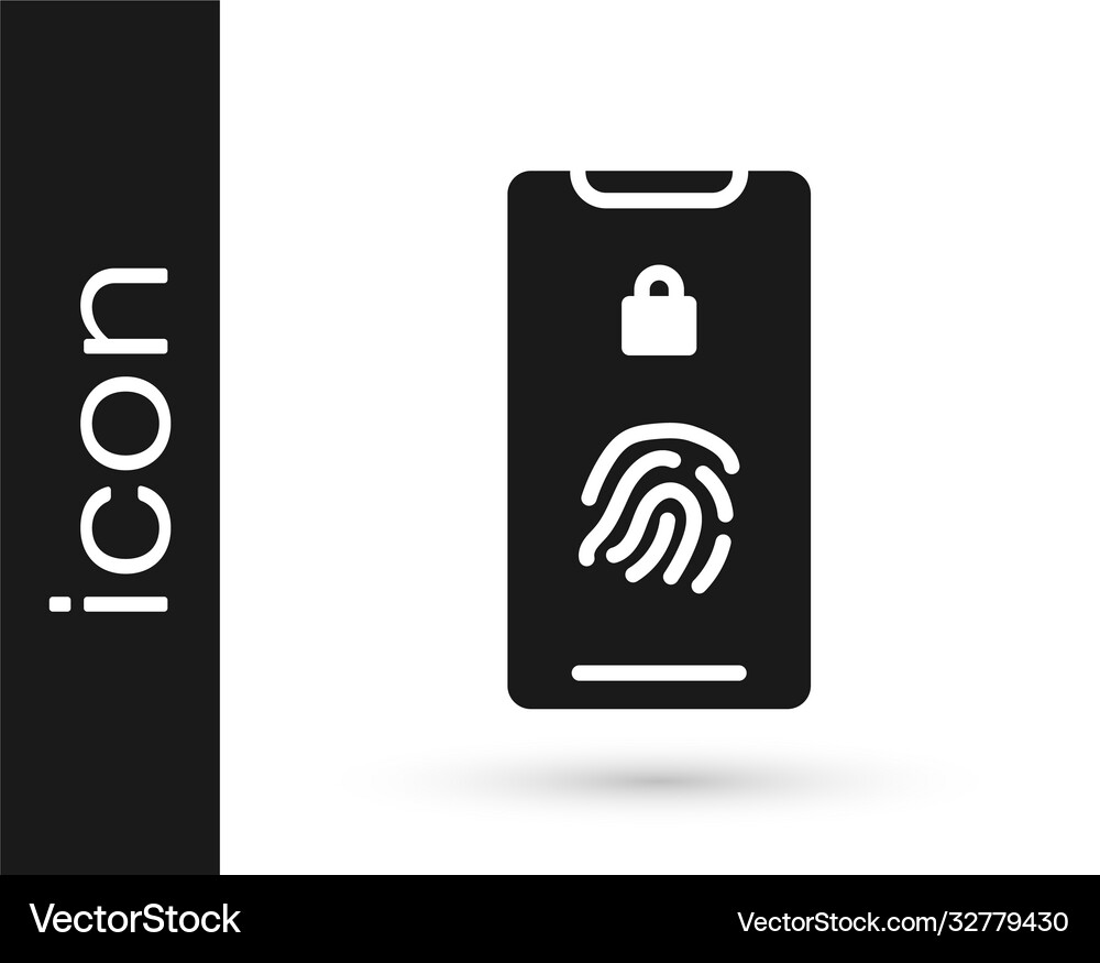 Grey smartphone with fingerprint scanner icon Vector Image
