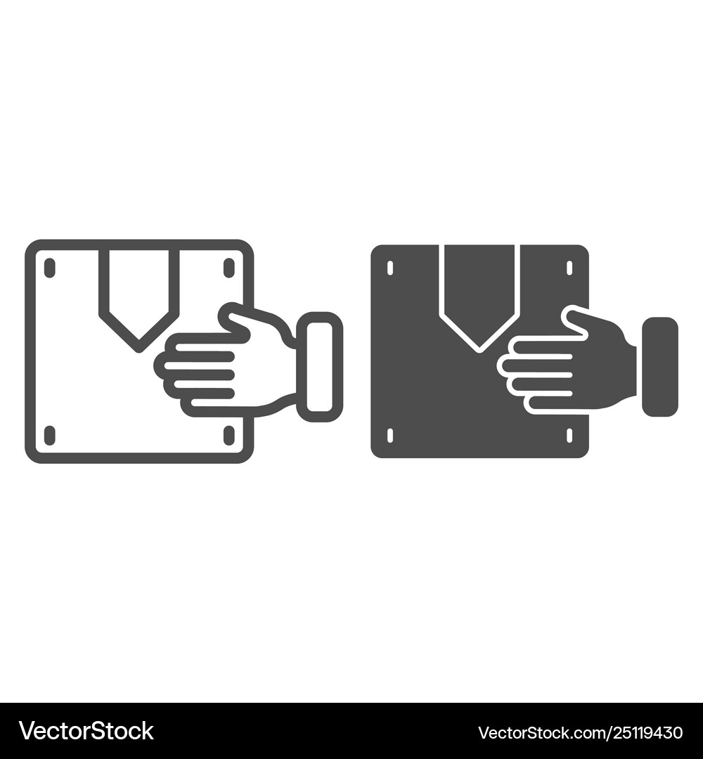 Hand holding box line and glyph icon cargo Vector Image