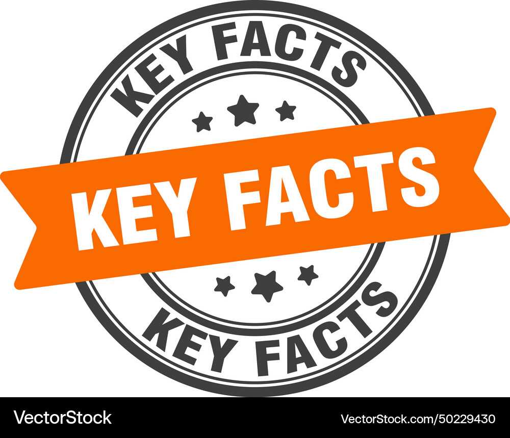 Key facts stamp label on transparent Royalty Free Vector