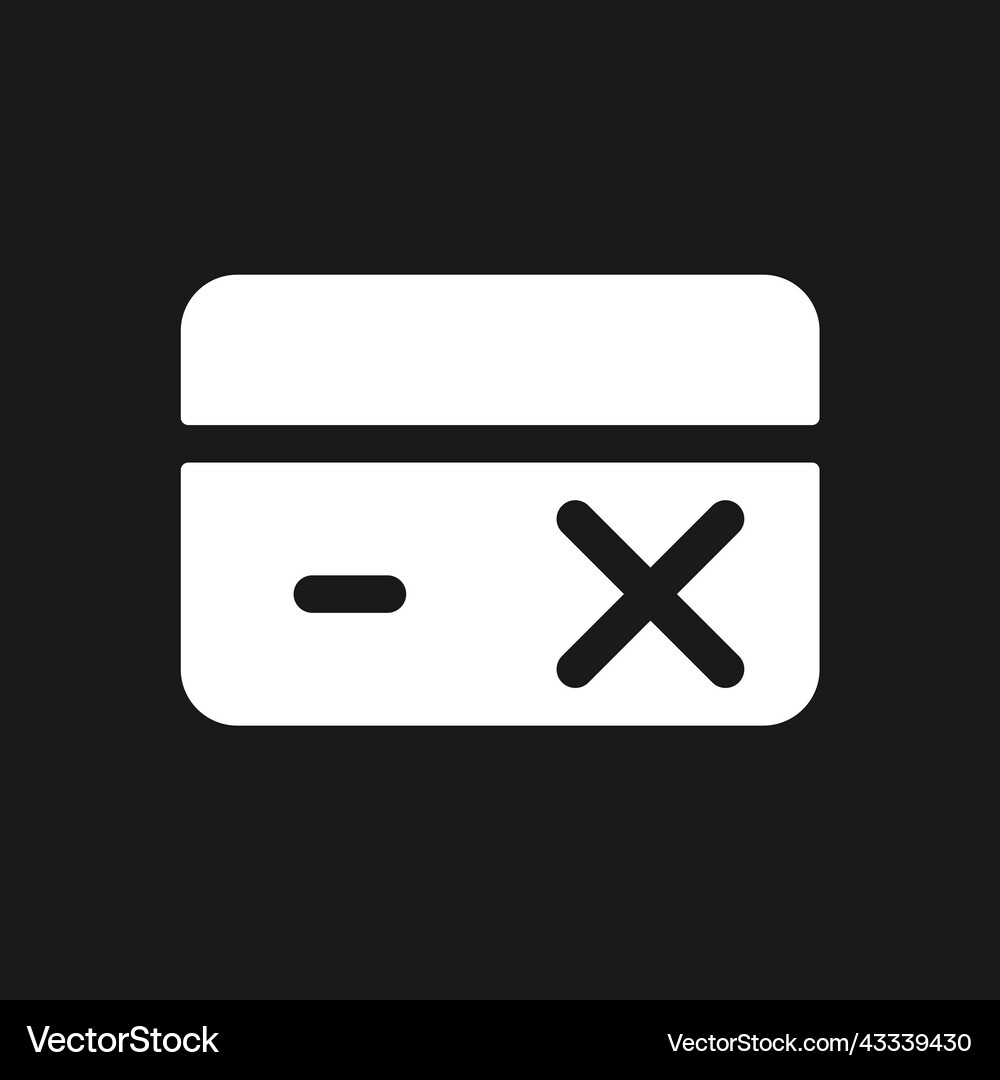 Payment card block dark mode glyph ui icon Vector Image