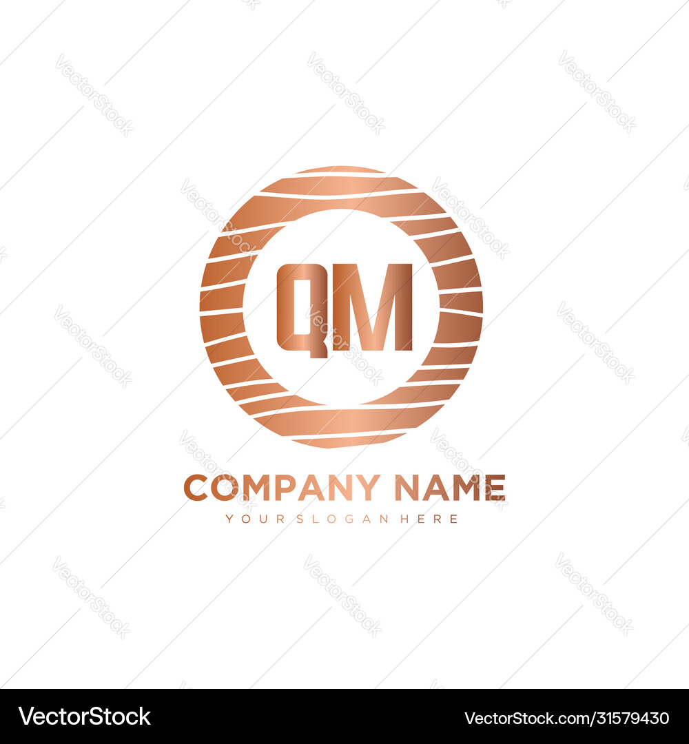 Qm initial letter circle wood logo template Vector Image
