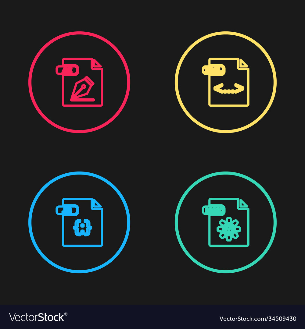 Set line js file document max xml and ai icon Vector Image Set line js file document max xml and ai icon Vector Image