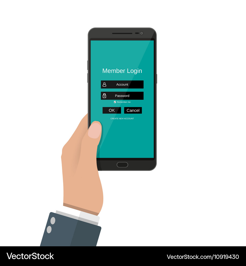 Sign in account on phone Royalty Free Vector Image