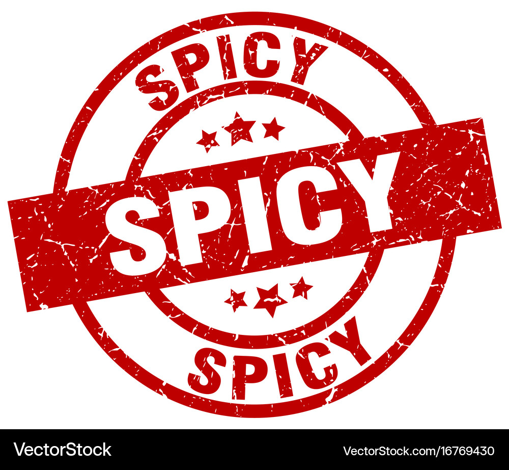Spicy round red grunge stamp Royalty Free Vector Image