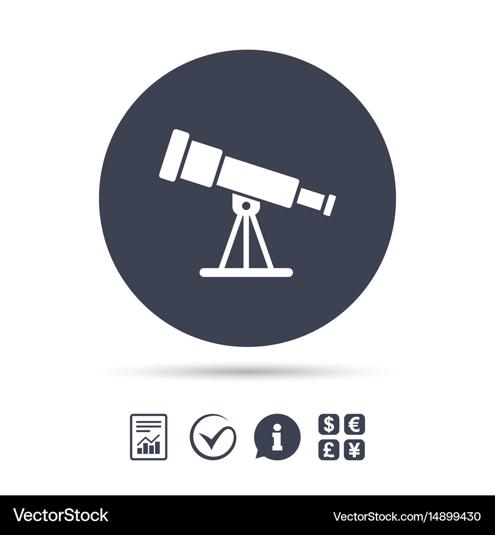 Telescope icon spyglass tool symbol Royalty Free Vector