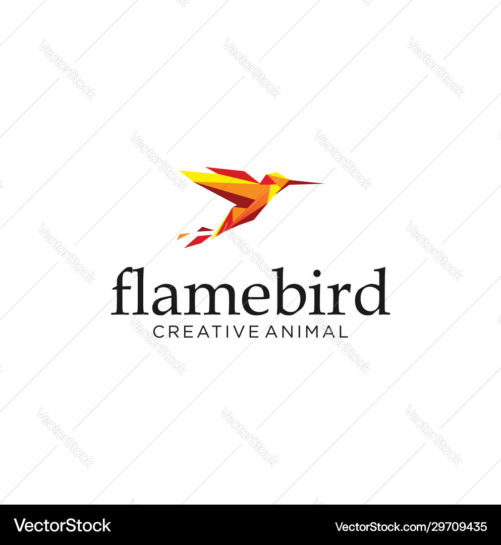 Flame bird logo flying fire bird abstract logo d Vector Image
