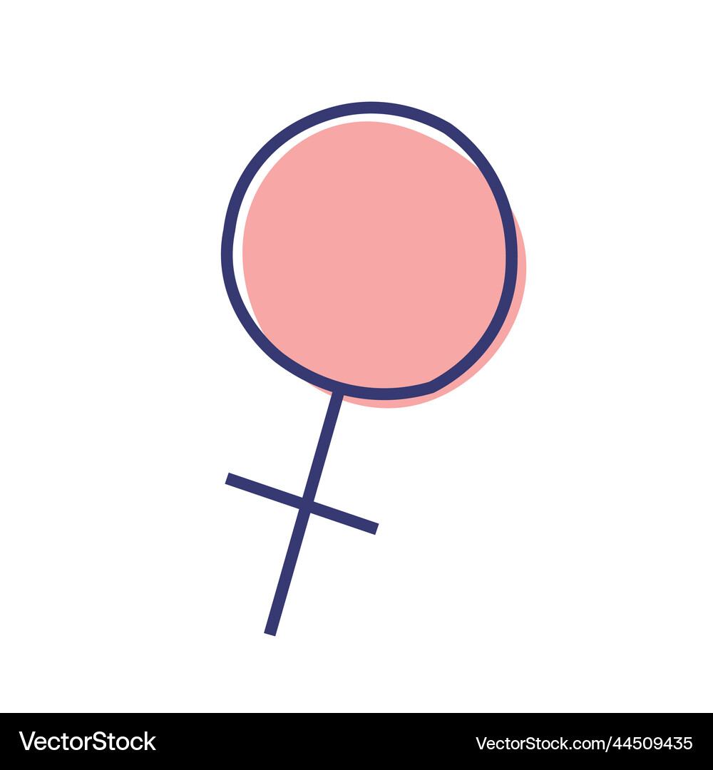 Flat doodle female sign icon Royalty Free Vector Image