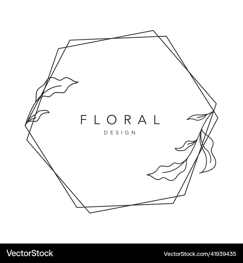 Flower frame logo wedding hexagon geometric Vector Image