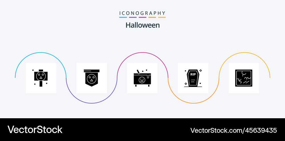 Halloween glyph 5 icon pack including Royalty Free Vector