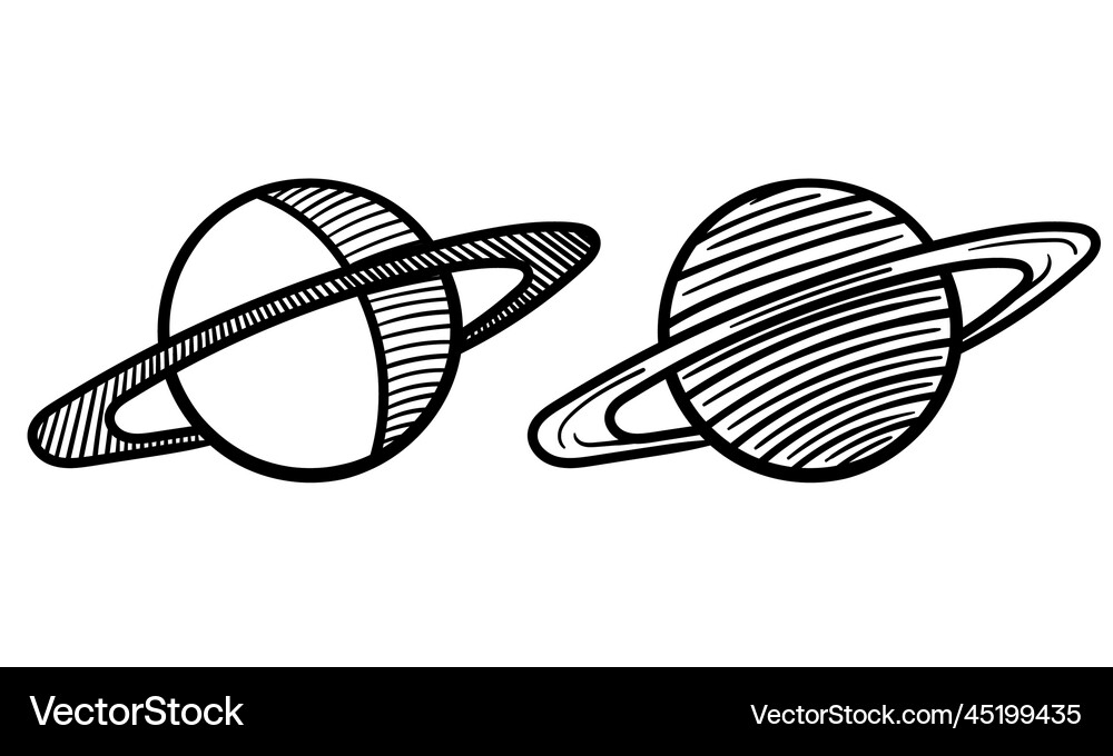 Hand drawn collection of planet saturn Royalty Free Vector