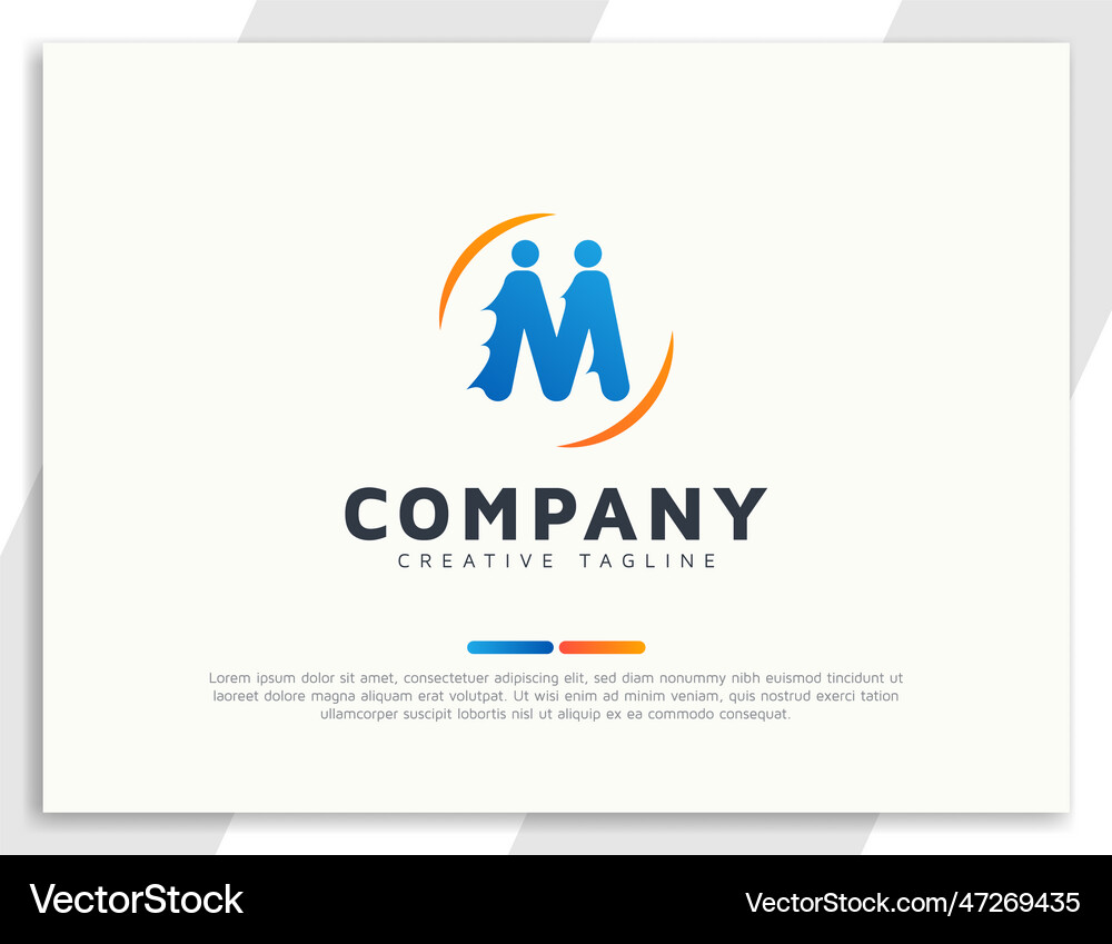 Letter m people team logo concept Royalty Free Vector Image
