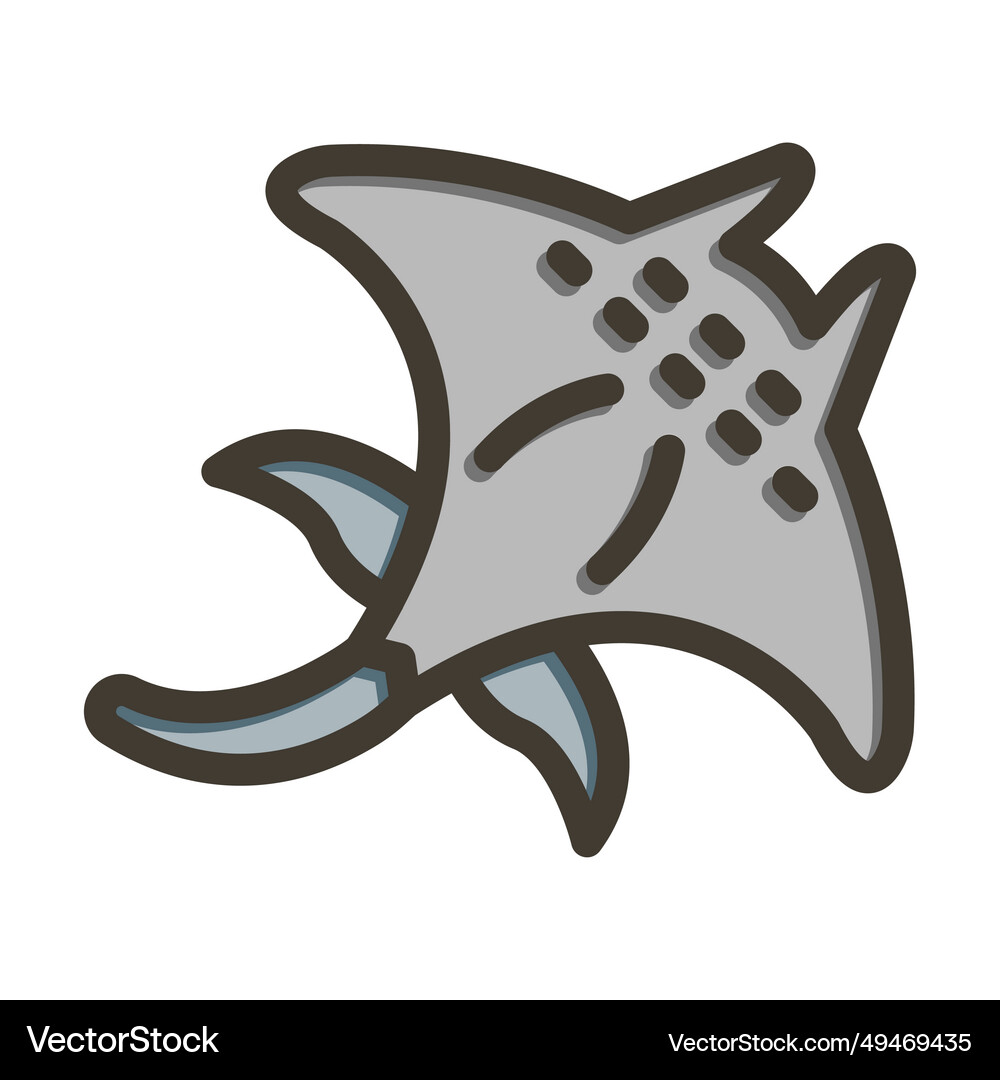 Manta ray thick line filled colors icon Royalty Free Vector