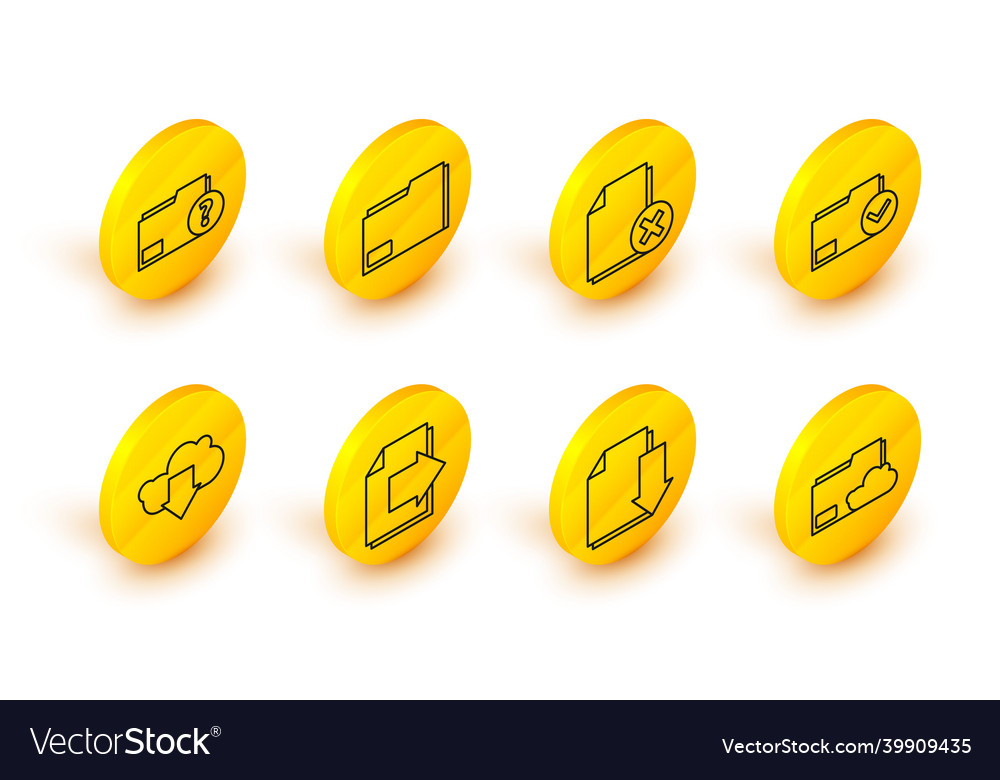 Set line cloud storage text document folder Vector Image Set line cloud storage text document folder Vector Image