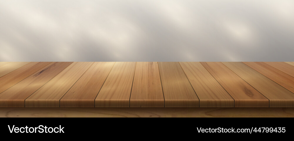 Wooden kitchen tabletop with sunlight wood table Vector Image