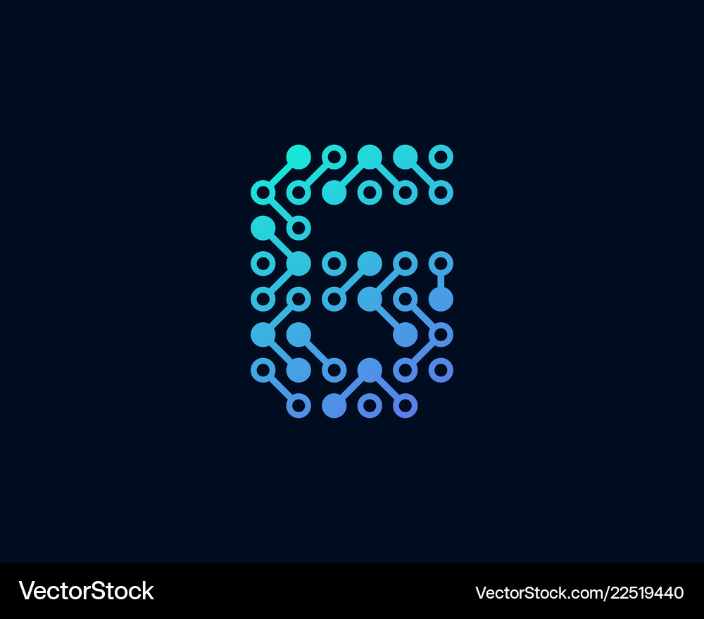 6 circuit digital number logo icon design Vector Image