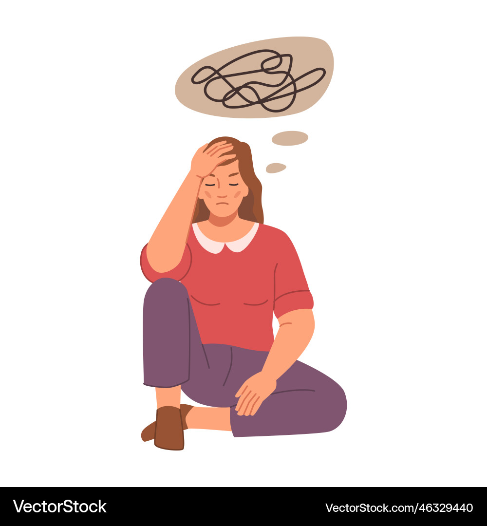 Anxious woman overthinking worrying Royalty Free Vector