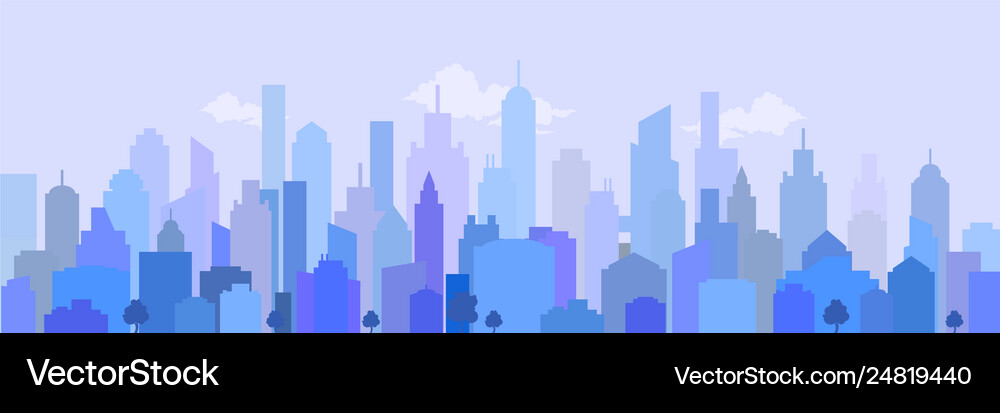 City landscape in blue Royalty Free Vector Image