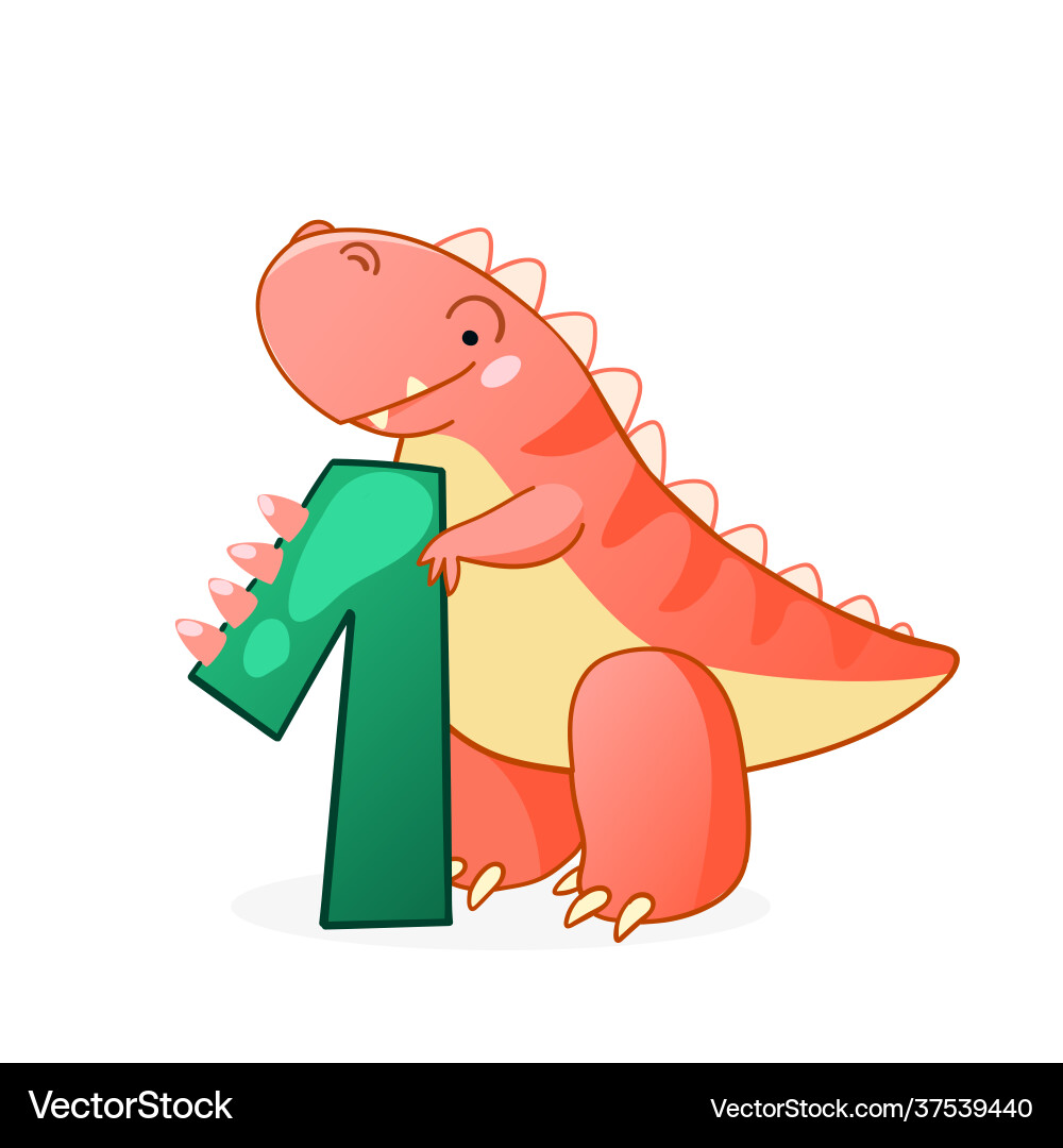 Cute dinosaur cartoon numbers Royalty Free Vector Image