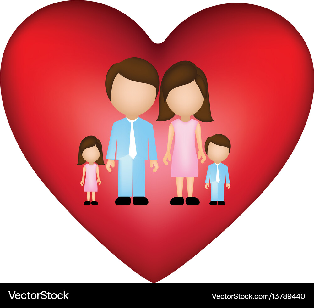 Family together inside heart Royalty Free Vector Image
