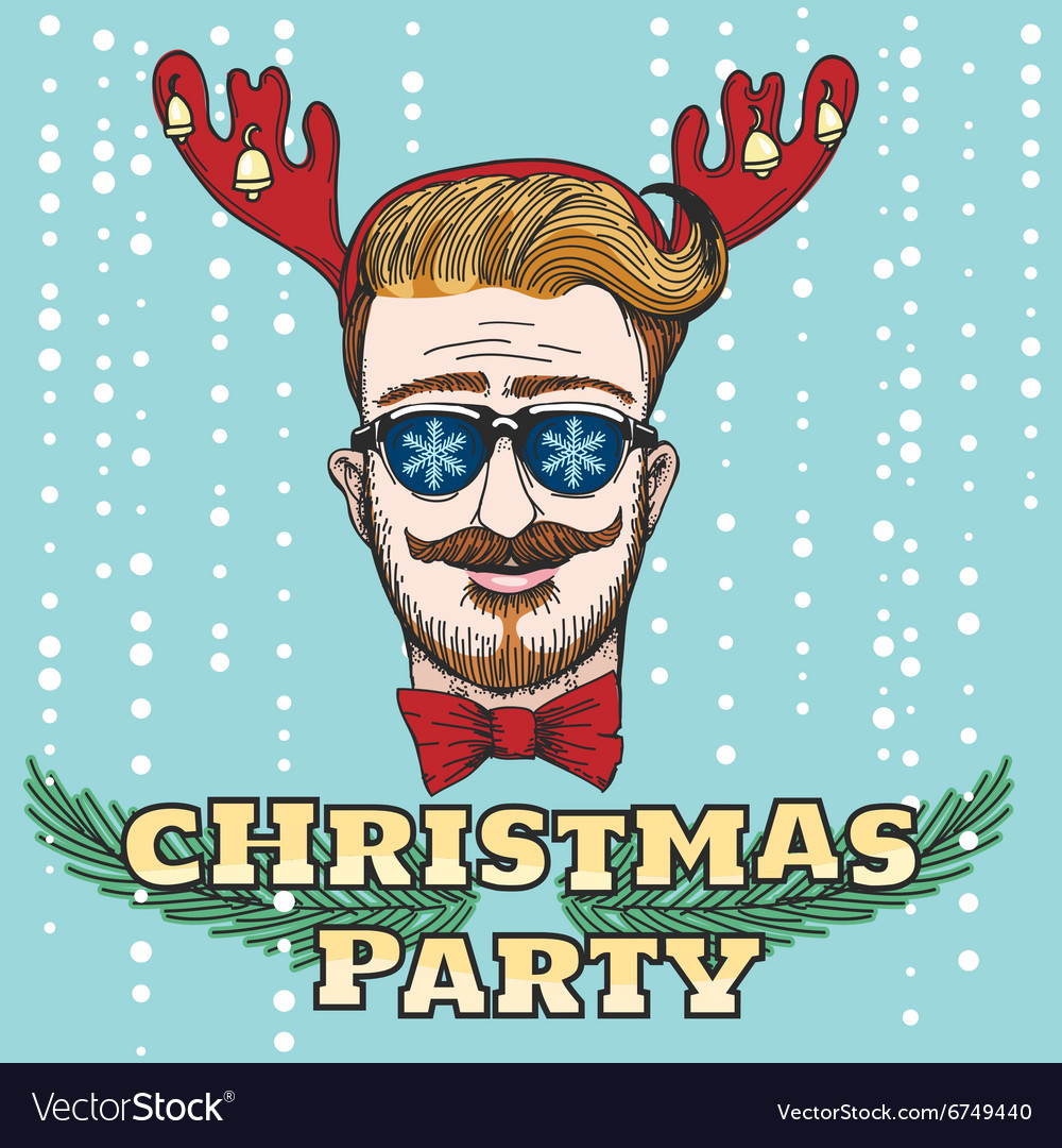 Hipster christmas party design Royalty Free Vector Image