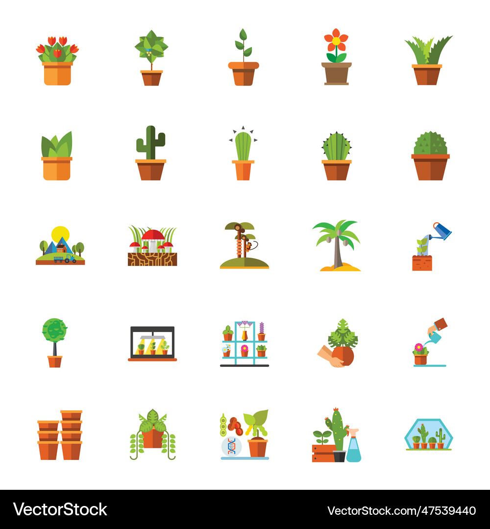 Houseplants icon set floriculture Royalty Free Vector Image