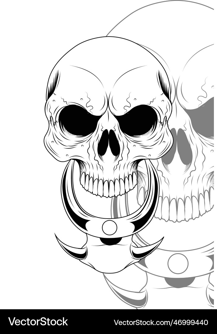 Human skull with necklace accessories Royalty Free Vector