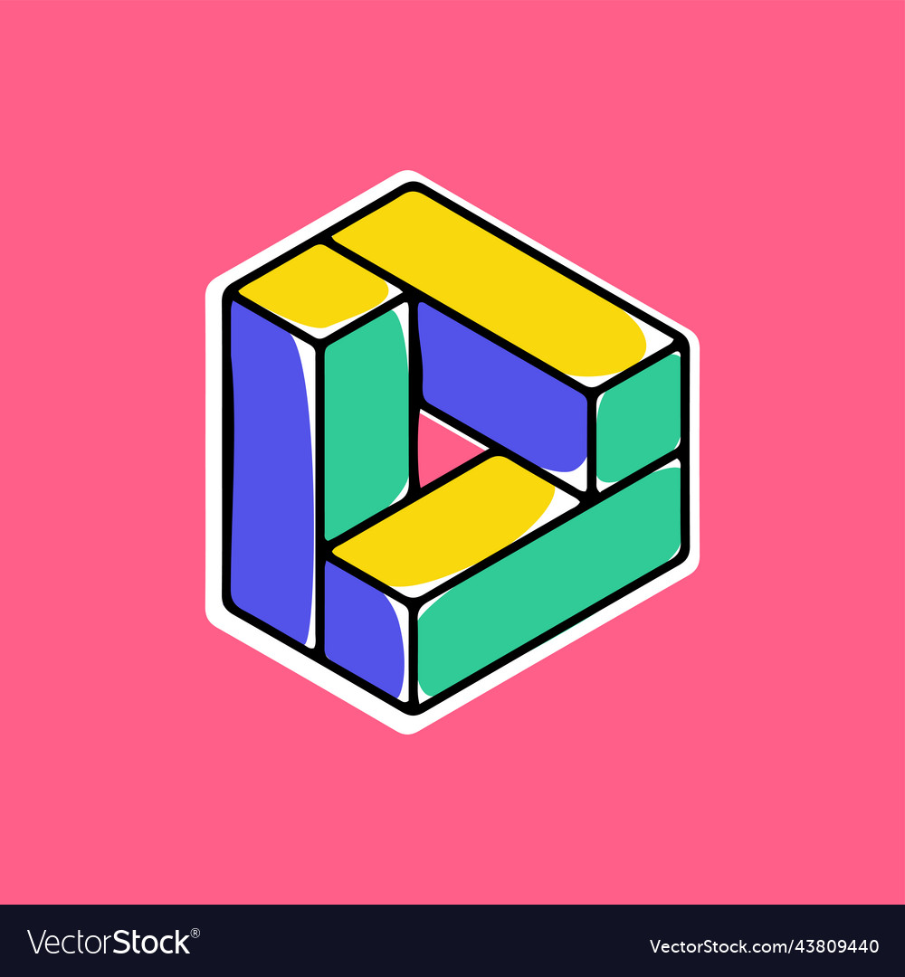 Impossible triangle shape modern handwritten 3d Vector Image