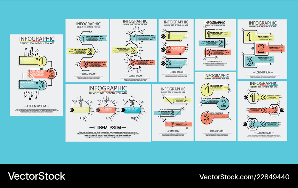 Infographic collection of three simple style Vector Image