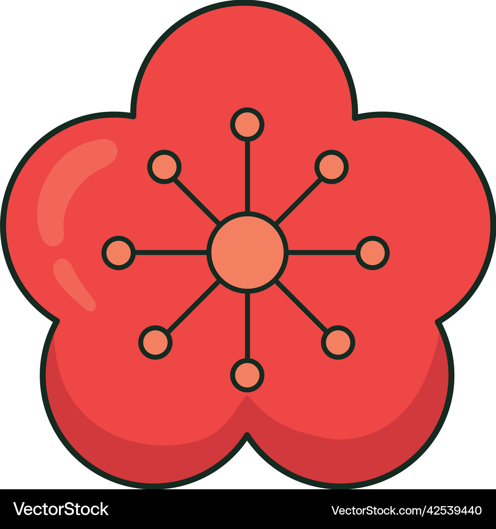 Red japanese flower Royalty Free Vector Image - VectorStock