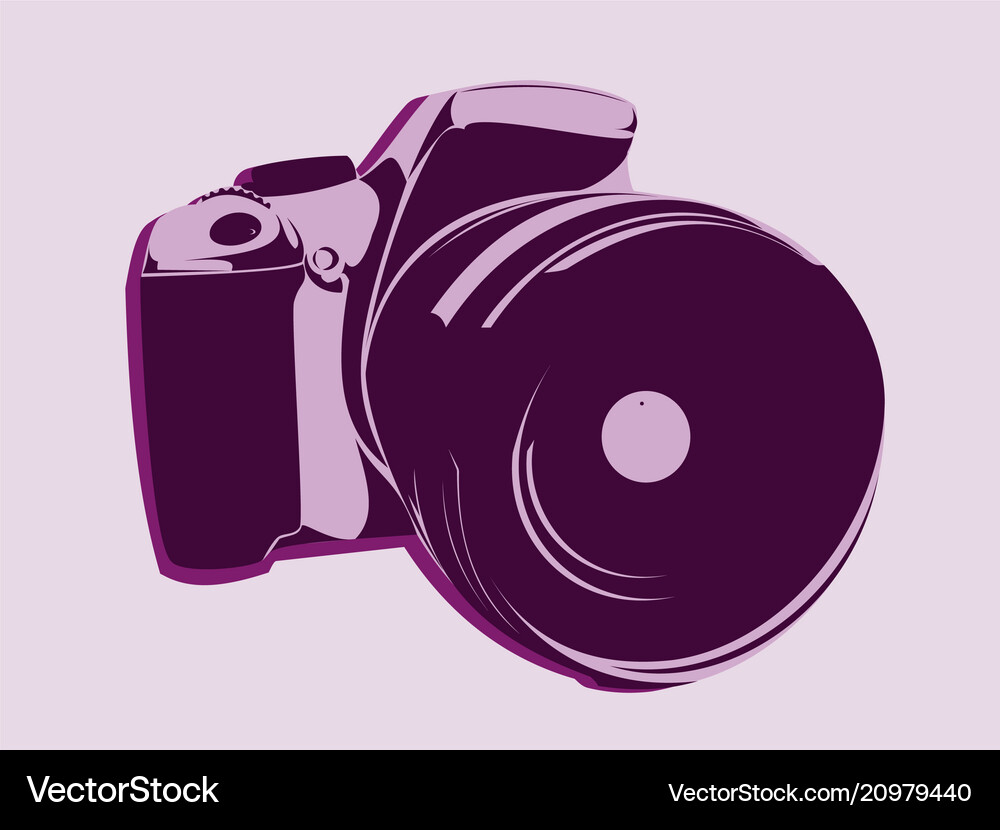 Slr camera logo in pink tones on a light Vector Image
