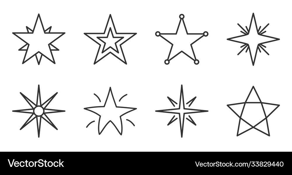 Star linear icon logo sparkle rank set Royalty Free Vector