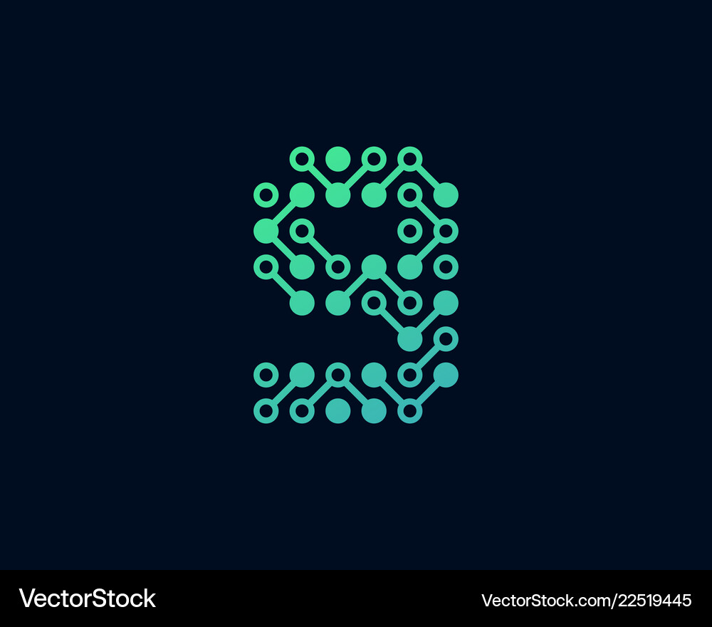 9 circuit digital number logo icon design Vector Image