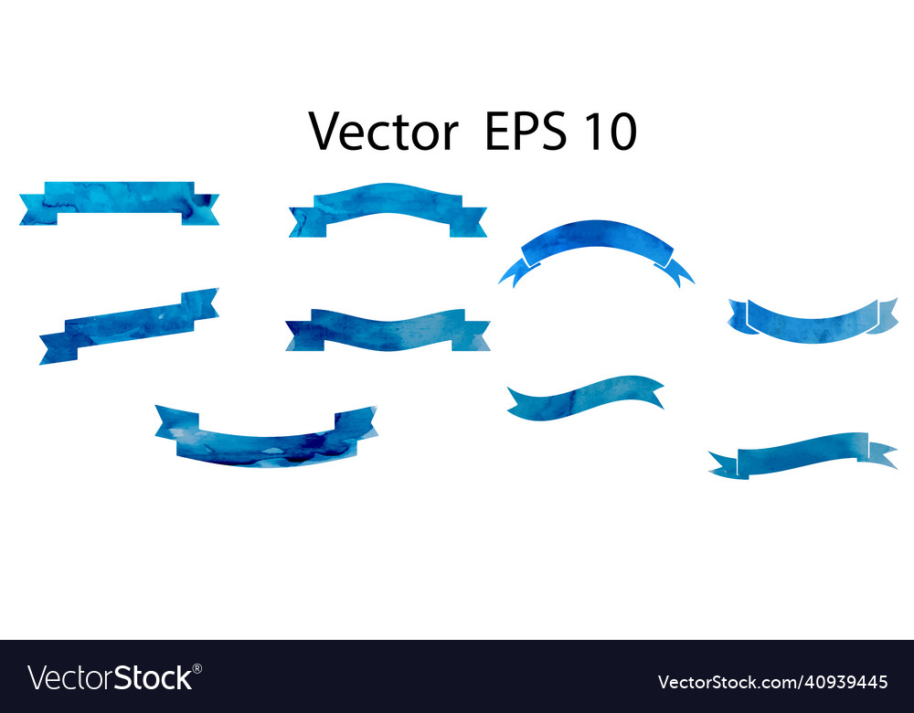 Blue watercolor banners set tape Royalty Free Vector Image
