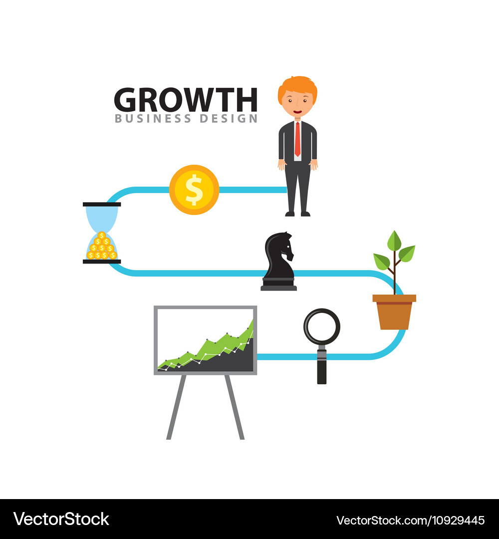 Business growth funds flat icons Royalty Free Vector Image