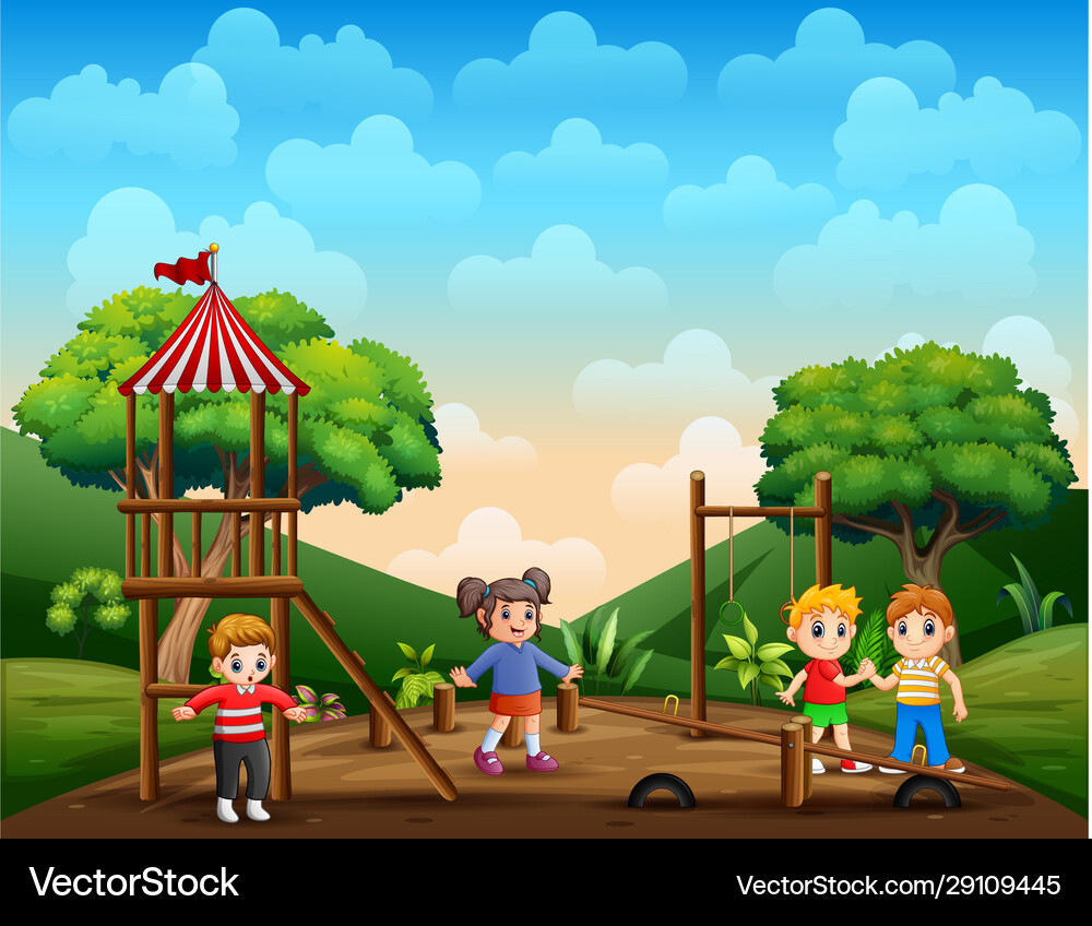 Children in playground Royalty Free Vector Image
