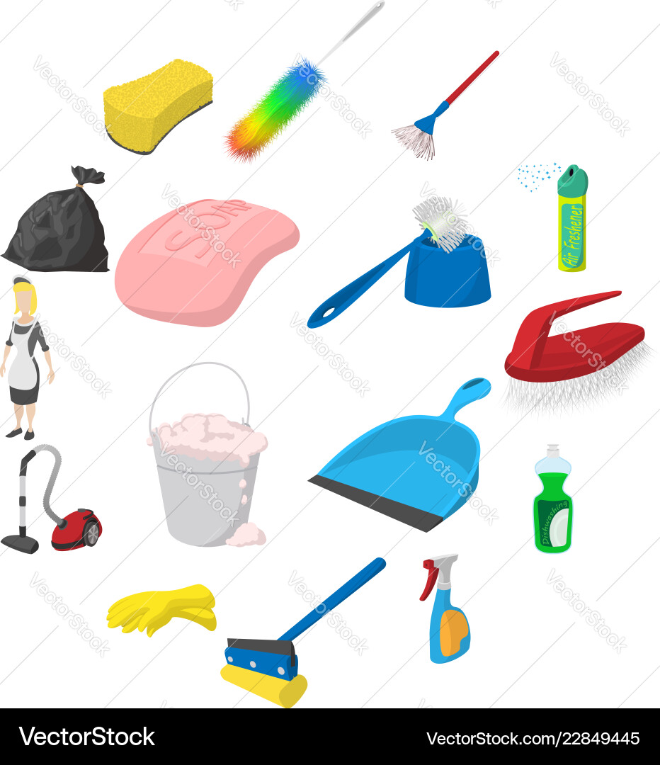 Cleaning cartoon icons Royalty Free Vector Image