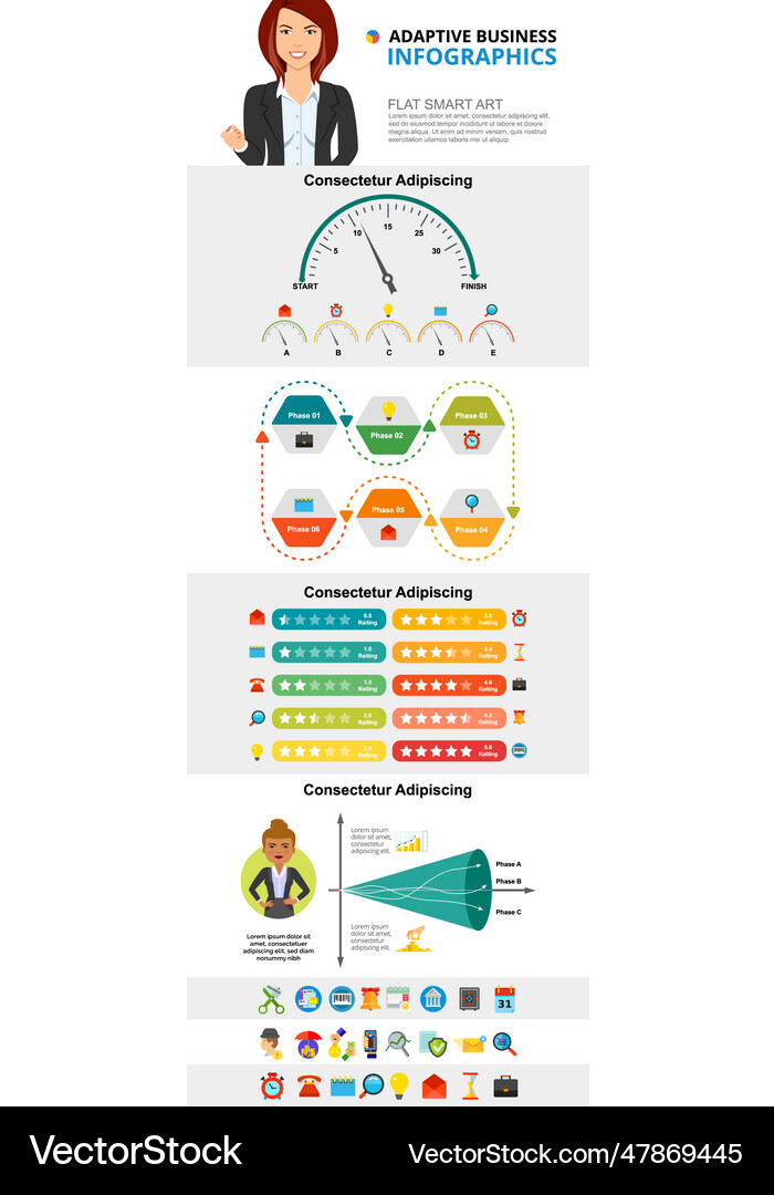 Consulting and management charts set Royalty Free Vector