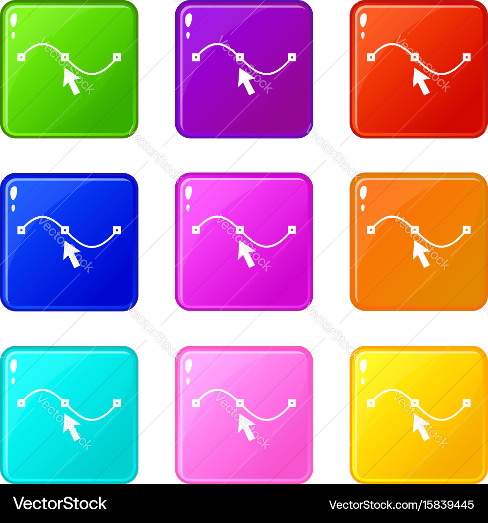 Drawing the curve icons 9 set Royalty Free Vector Image